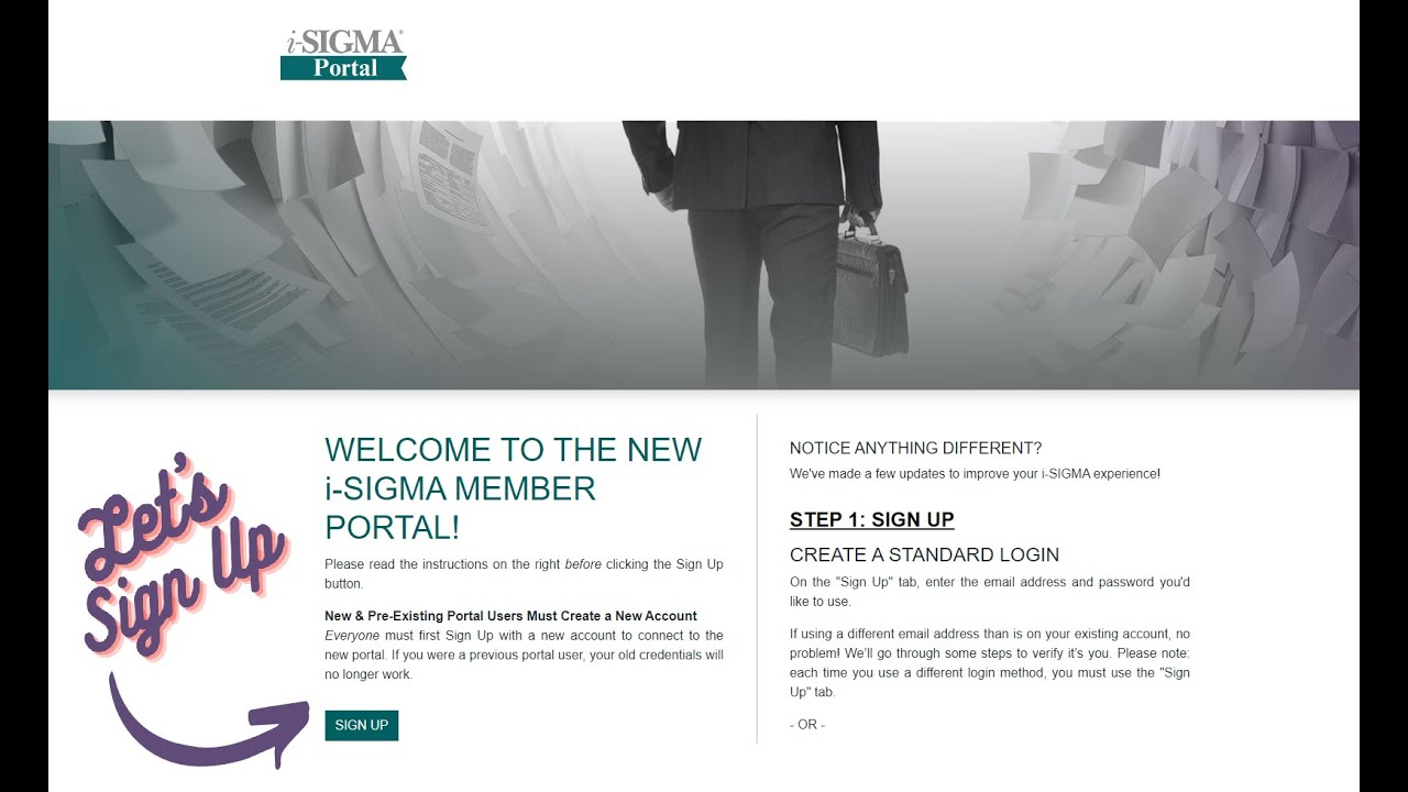 New i-SIGMA Portal - Signing Up