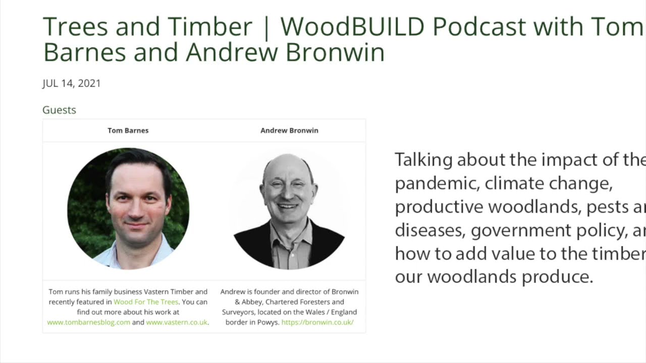 Woodknowledge Wales WoodBUILD Podcast: Trees and Timber. David Hedges, Tom Barnes & Andrew Bronwin