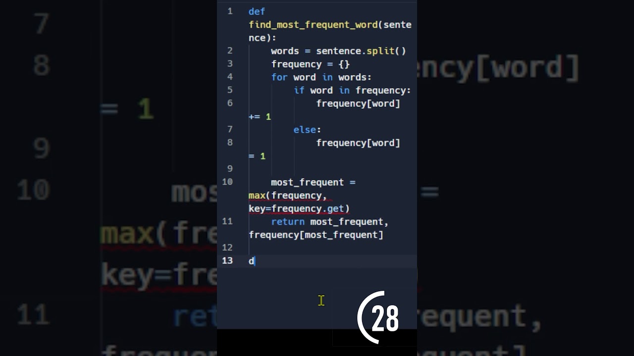 How To FIND The Most FREQUENT Word in a Sentence with PYTHON #coding #python  #appleintelligence