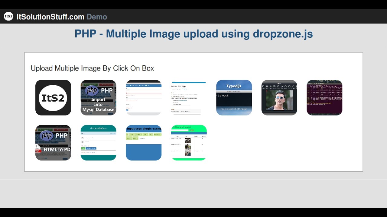 php - multiple file uploading dropzone js example