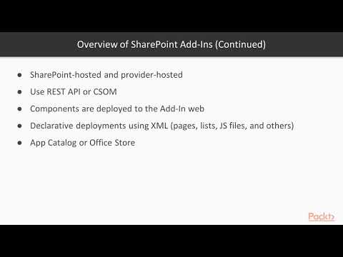 Learn Mastering SharePoint 2019 Overview of SharePoint Add Ins and SharePoint Framework ...