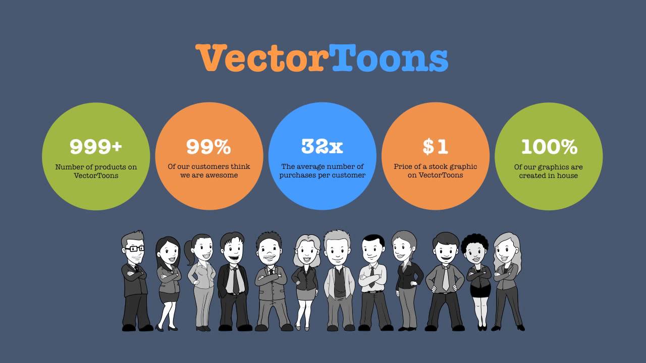 Vector Business Cartoons Keynote Infographic Template