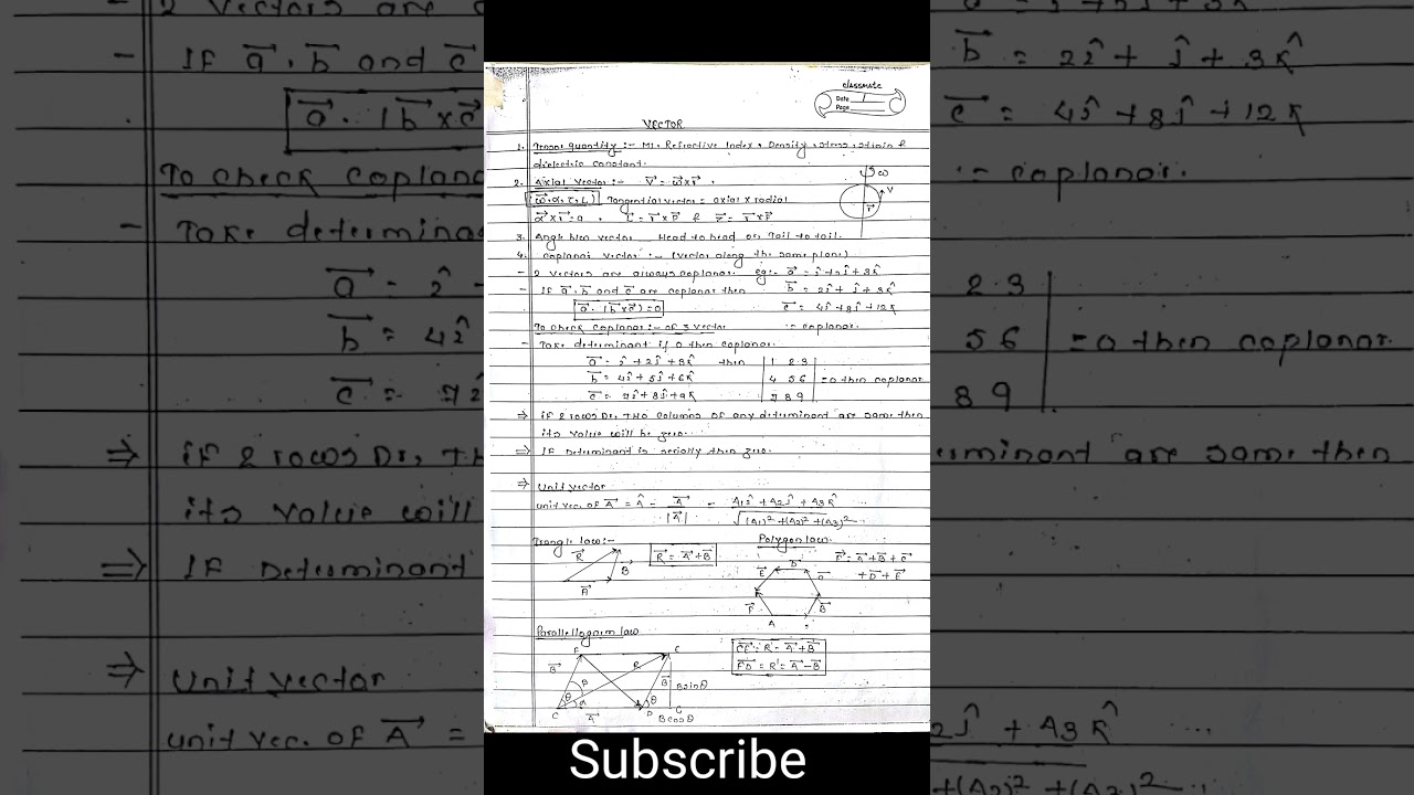 Vector Class 11 Best notes for exam