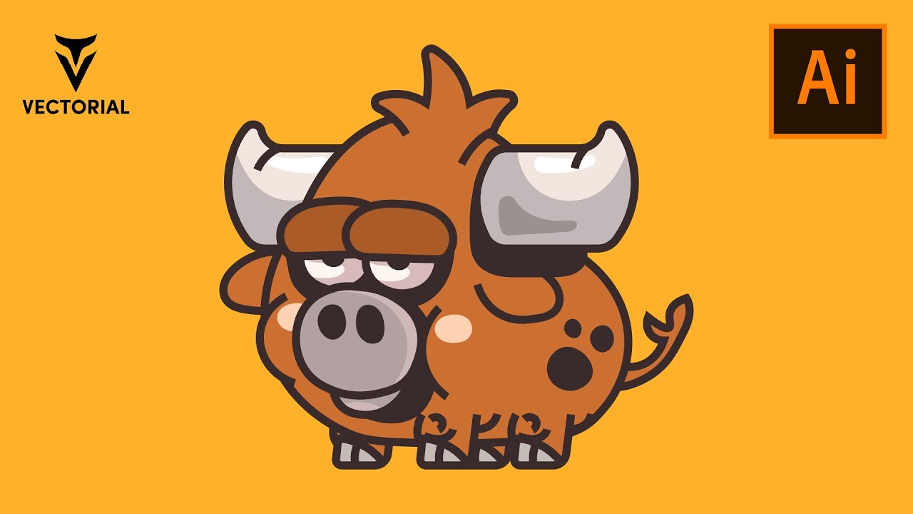 How to Create a Cartoon Bull Vector in Adobe Illustrator – Step by Step Guide!