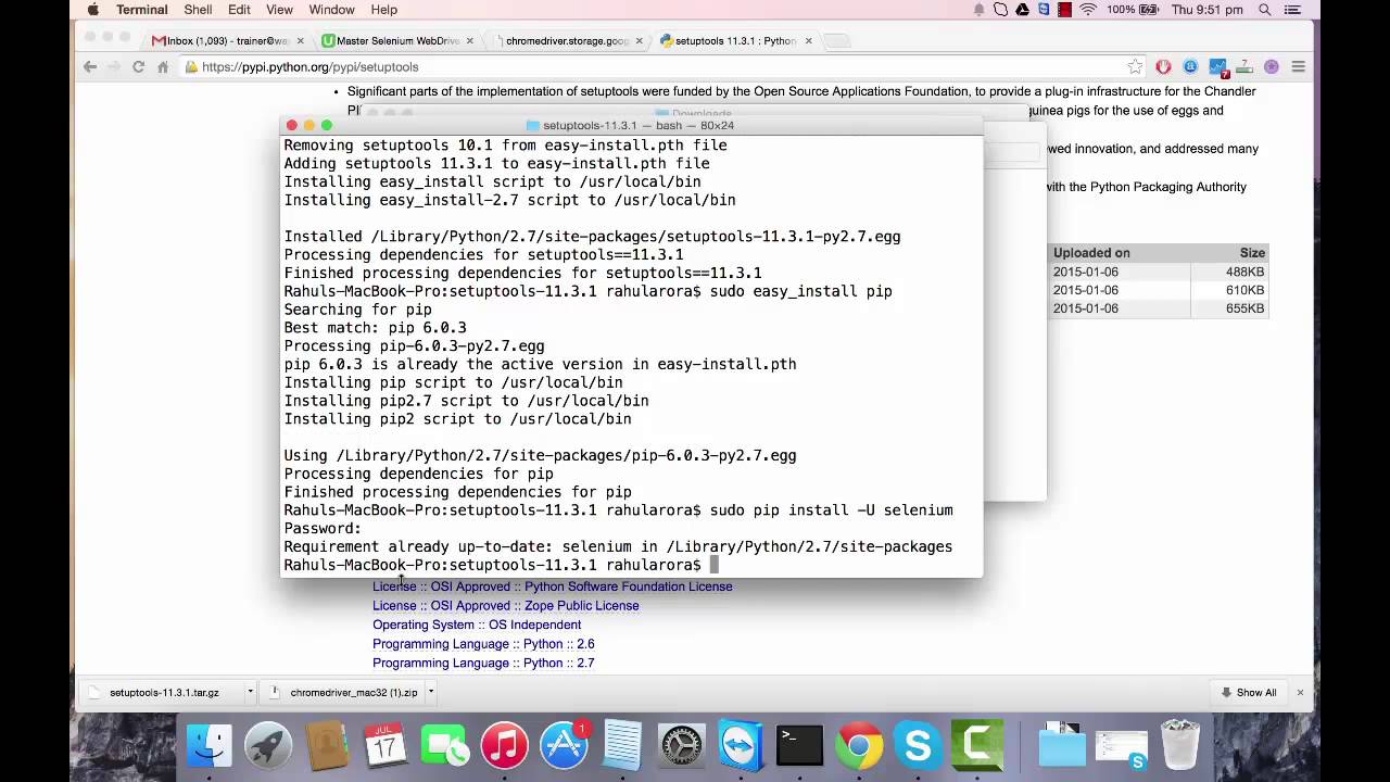 Selenium Python Tutorial - installing selenium on mac
