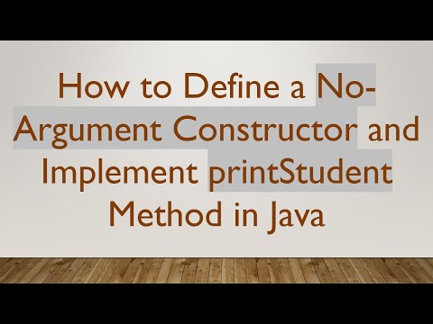 How to Define a No-Argument Constructor and Implement printStudent Method in Java