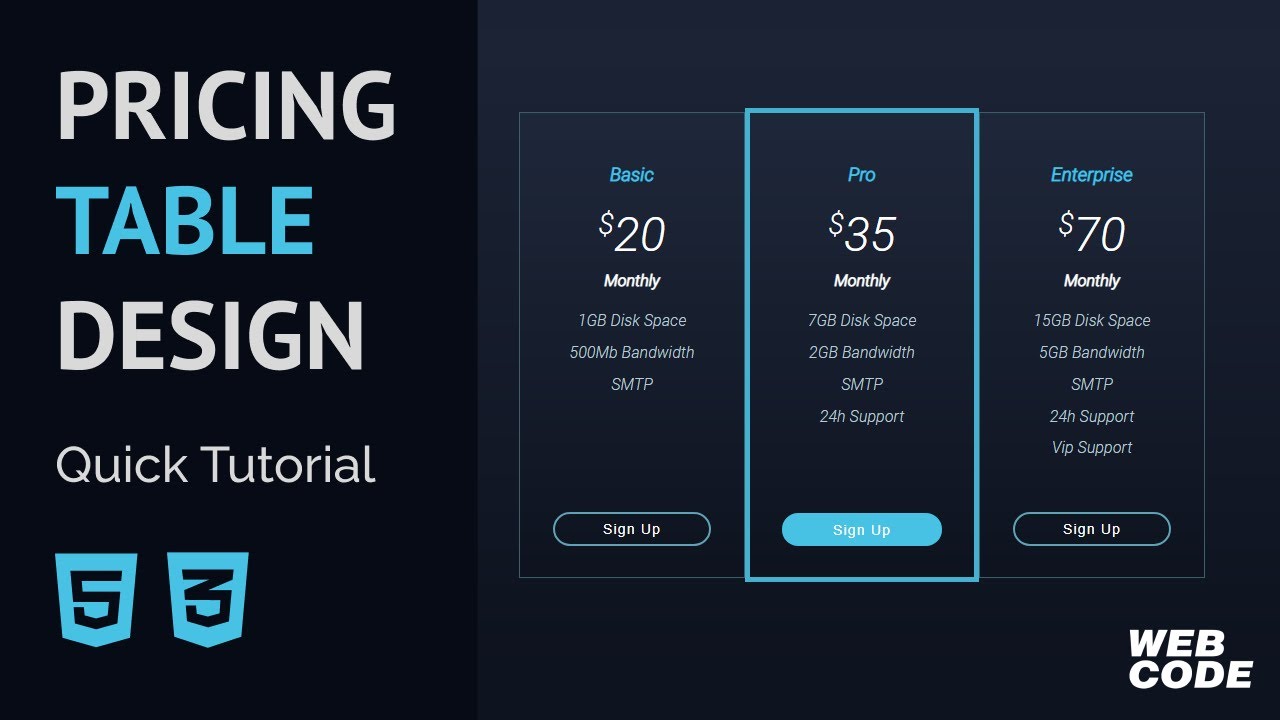 HTML & CSS Pricing Table Design (Quick Tutorial).