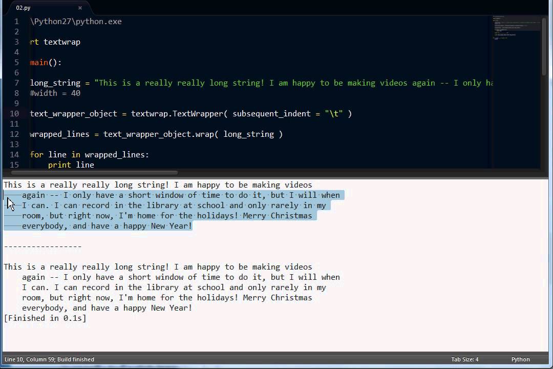 Python [textwrap] TextWrapper Object Properties