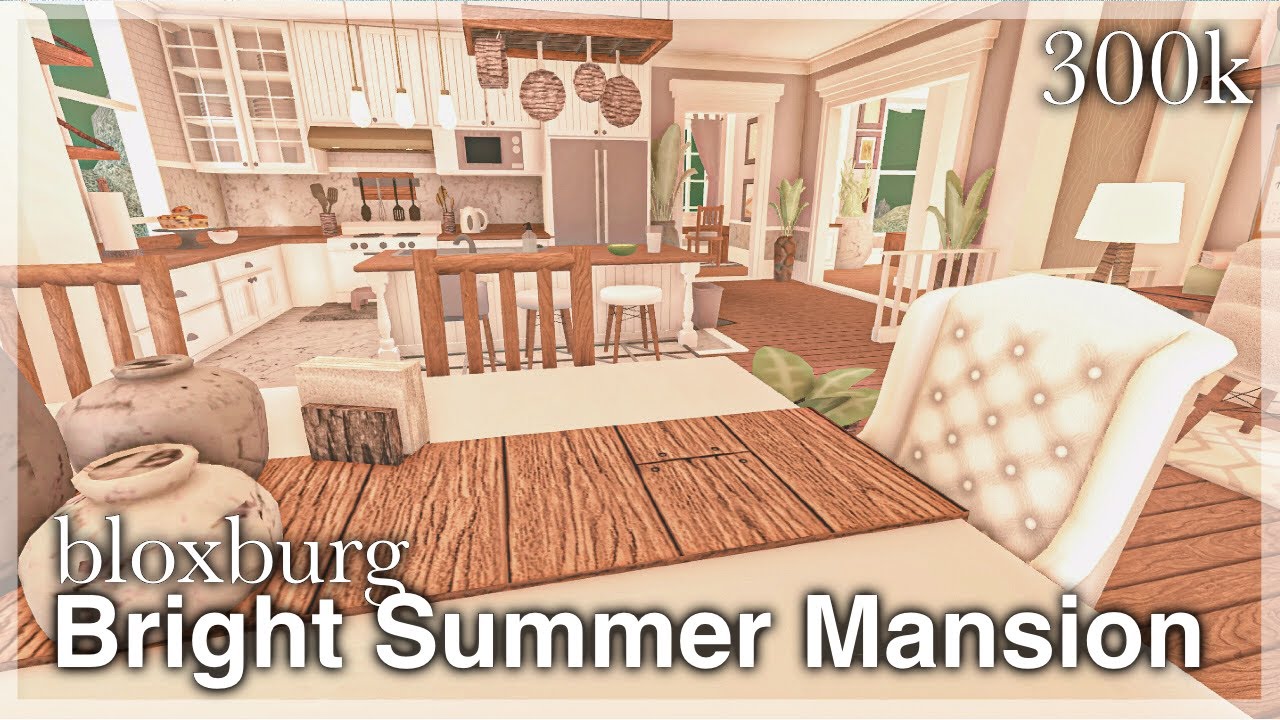 Bloxburg - Bright Summer Mansion Speedbuild (interior + full tour) | No Large Plot