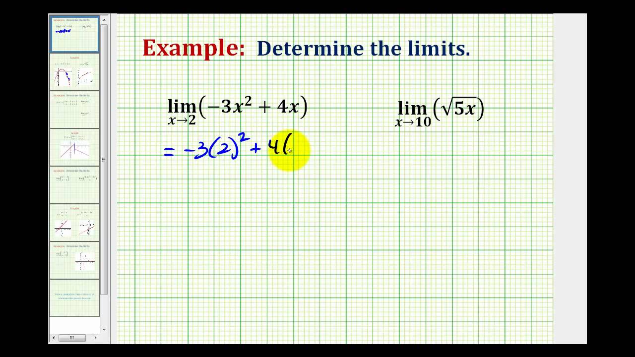 Ex 1:  Determine a Limit Analytically