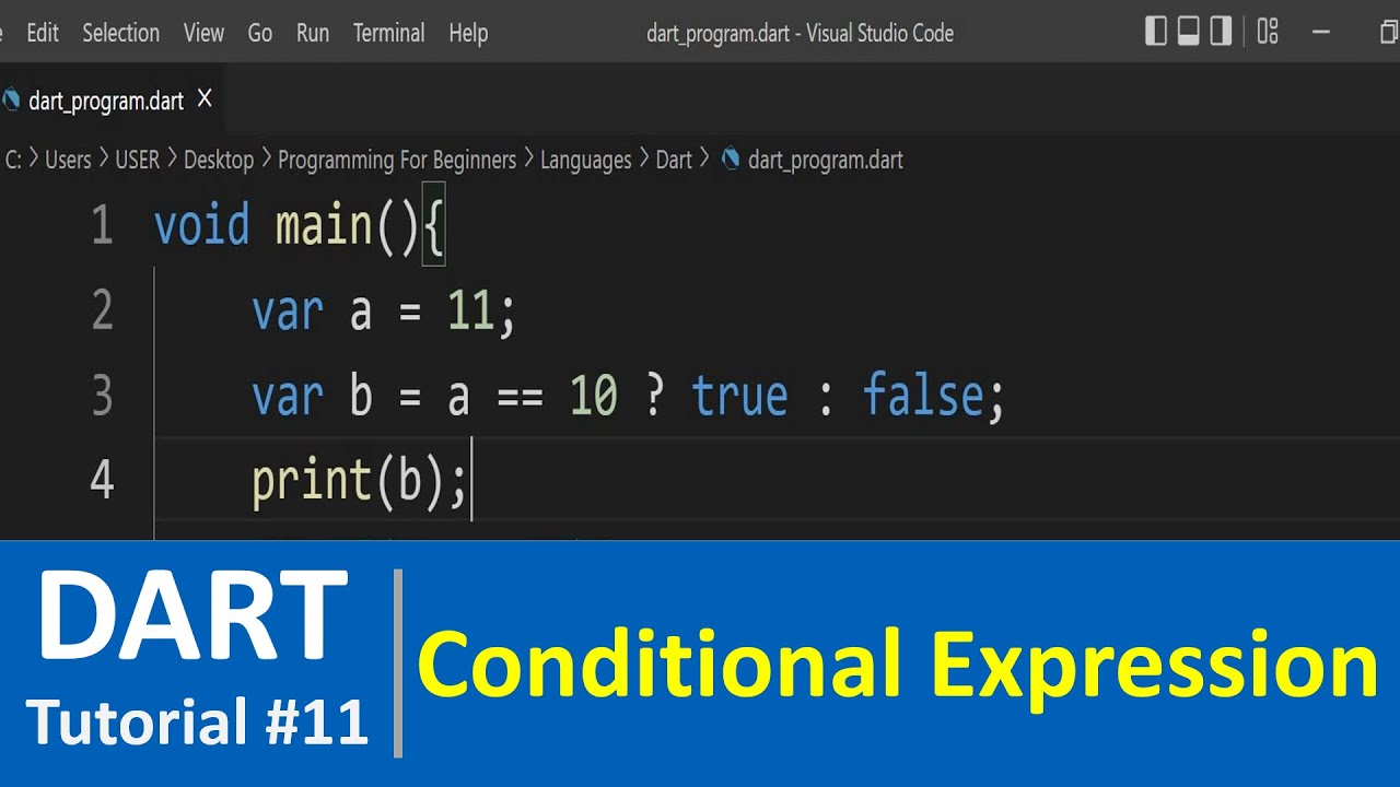 Dart Tutorial #11 - Conditional Expressions in Dart Programming
