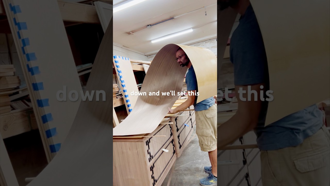 How I veneer my walnut sideboard in 60 sec. #furnituremaking #veneers #furniture #luxuryfurniture