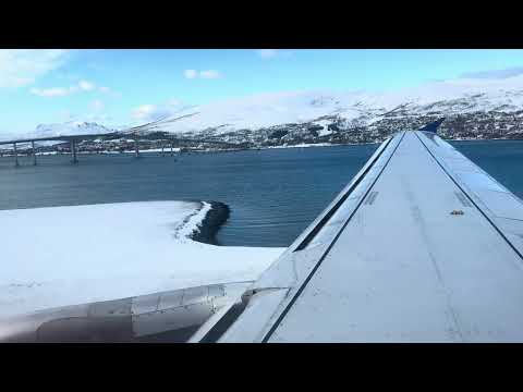 Scandinavian Airlines Landing in Tromsø from Oslo, Norway in 4K