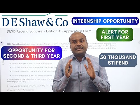 D.E. Shaw | Internship Application | 50,000 Stipend Per Month | How to Crack? | Complete Guide ✅