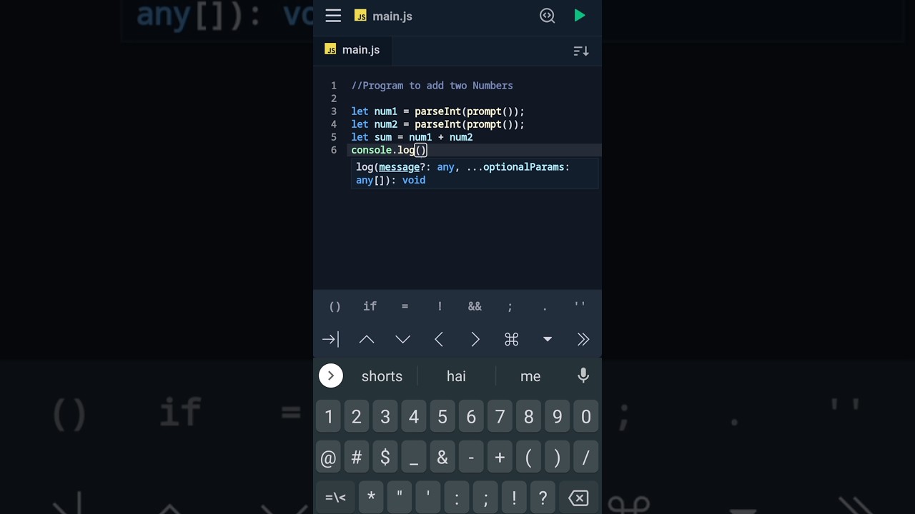 Program to find the Sum of 2 Numbers in JavaScript