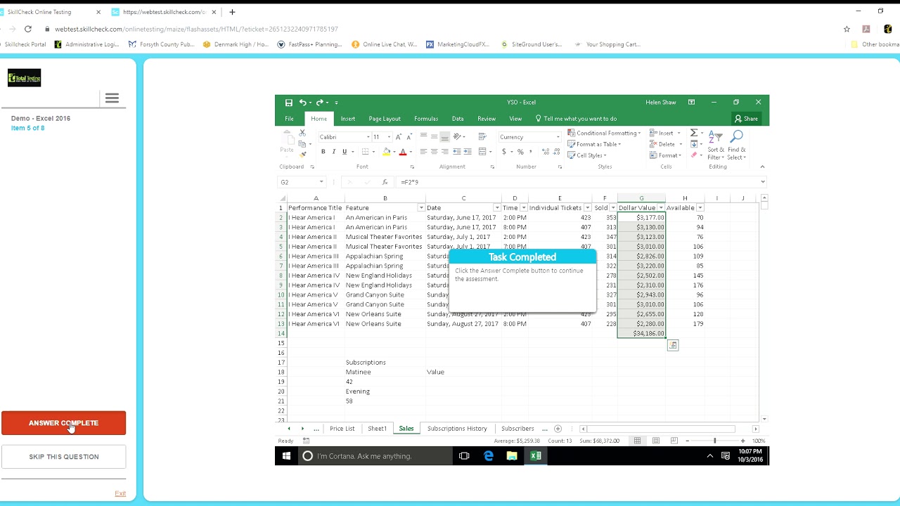 Total Testing   Excel 2016 Demonstration