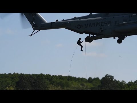 Latvian SOF & Marine HMH-464 CH-53 Rappel Training