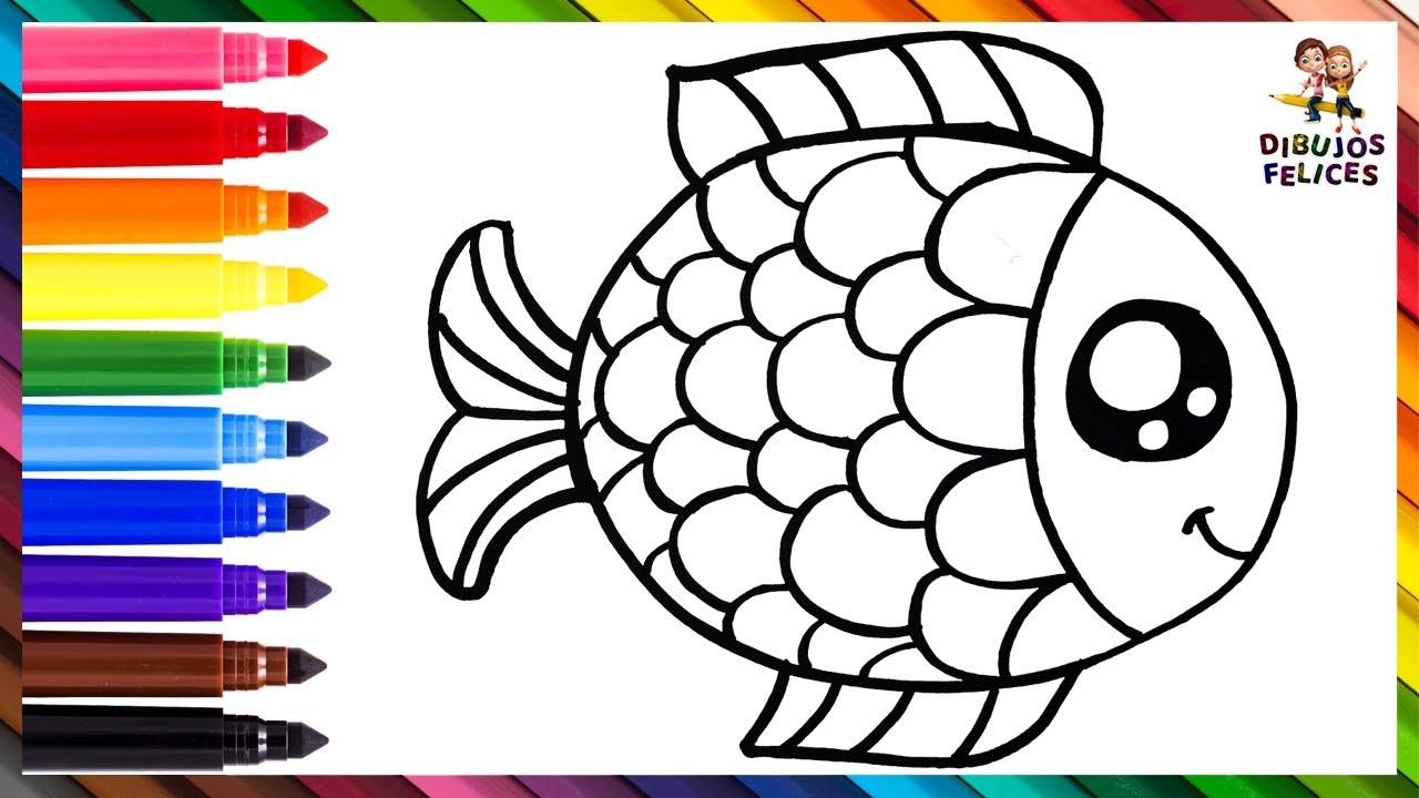 Cómo Dibujar Un Pez 🐠 Dibuja y Colorea Un Lindo Pez Arcoiris 🌈 Dibujos Para Niños