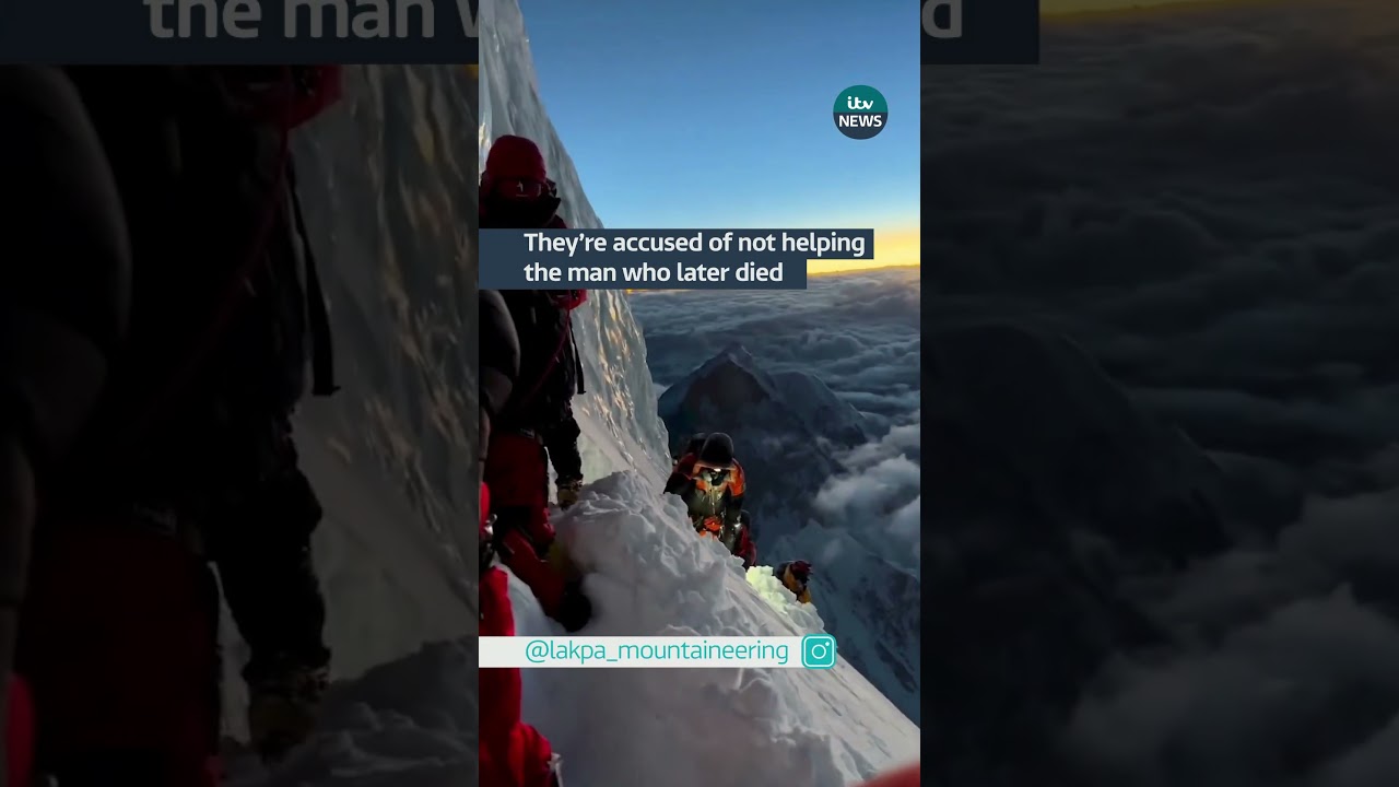 Climbers climb round man dying on mountain #itvnews