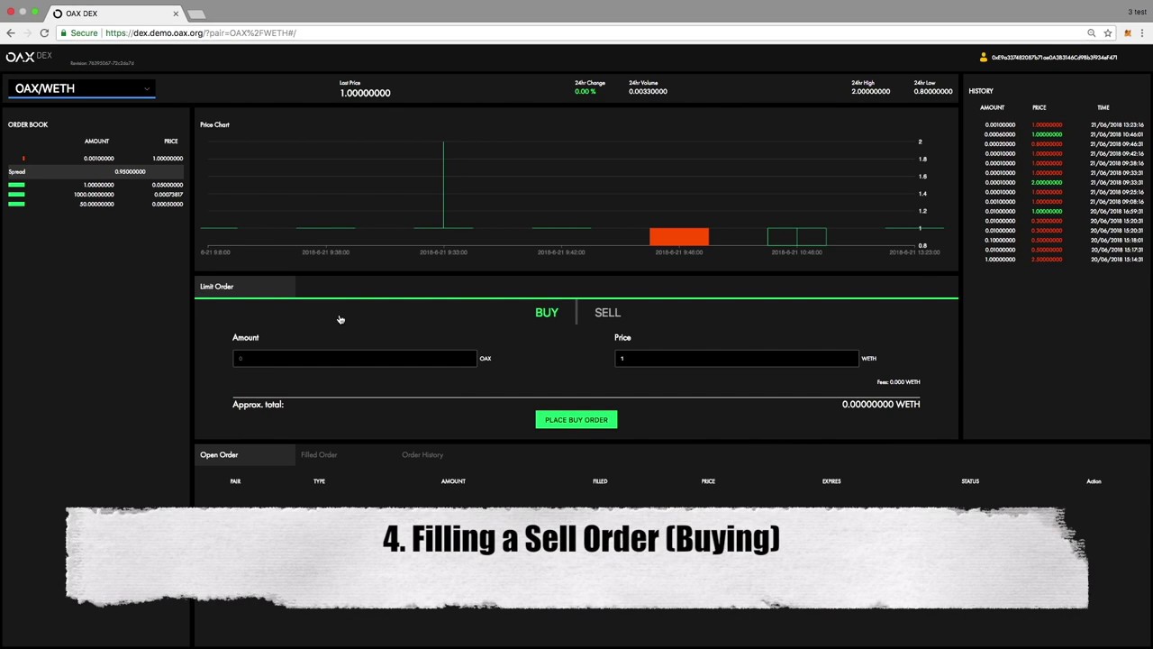 4.  OAX DEX - Filling a New Buy Order