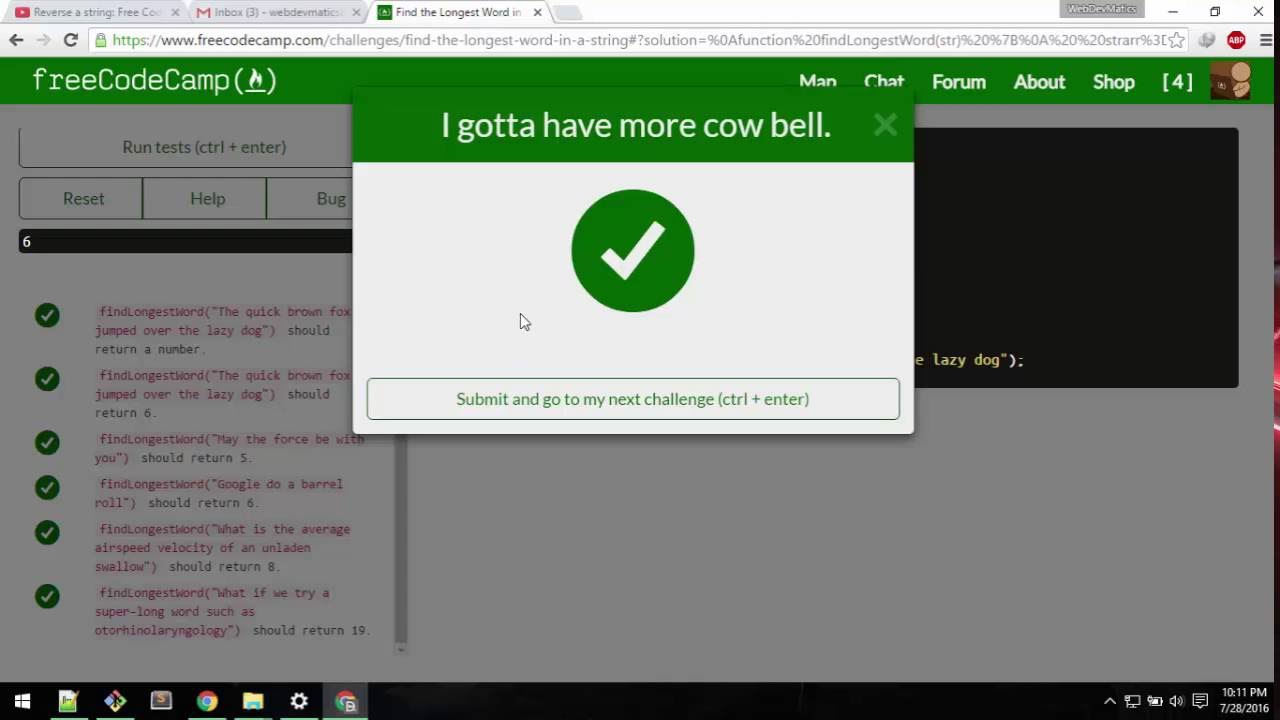 Find longest word in a string: Free Code Camp Basic Algorithm Scripting