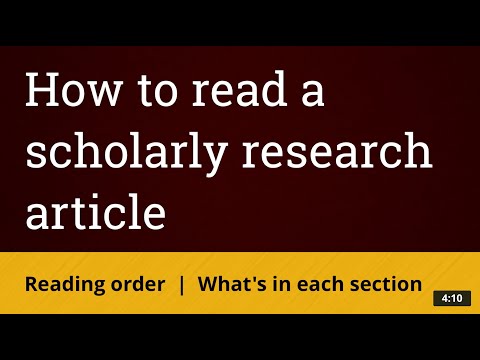 How To Read A Scholarly Research Article: Reading Order And Whats In ...