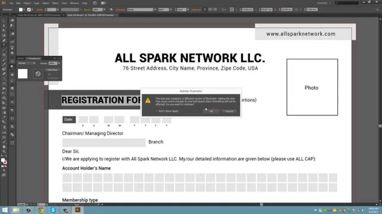 Registration form template download link and tutorial how to edit
