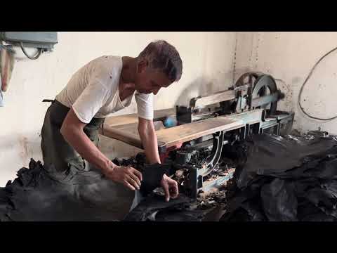 Amazing process of leather staking in a tannery | it is a part of hide tanning | leather making