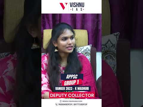 DEPUTY COLLECTOR K MADHURI APPSC GROUP - 1 RANKER | VISHNU IAS ACADEMY |