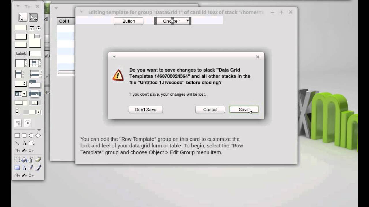 Livecode datagrid customization