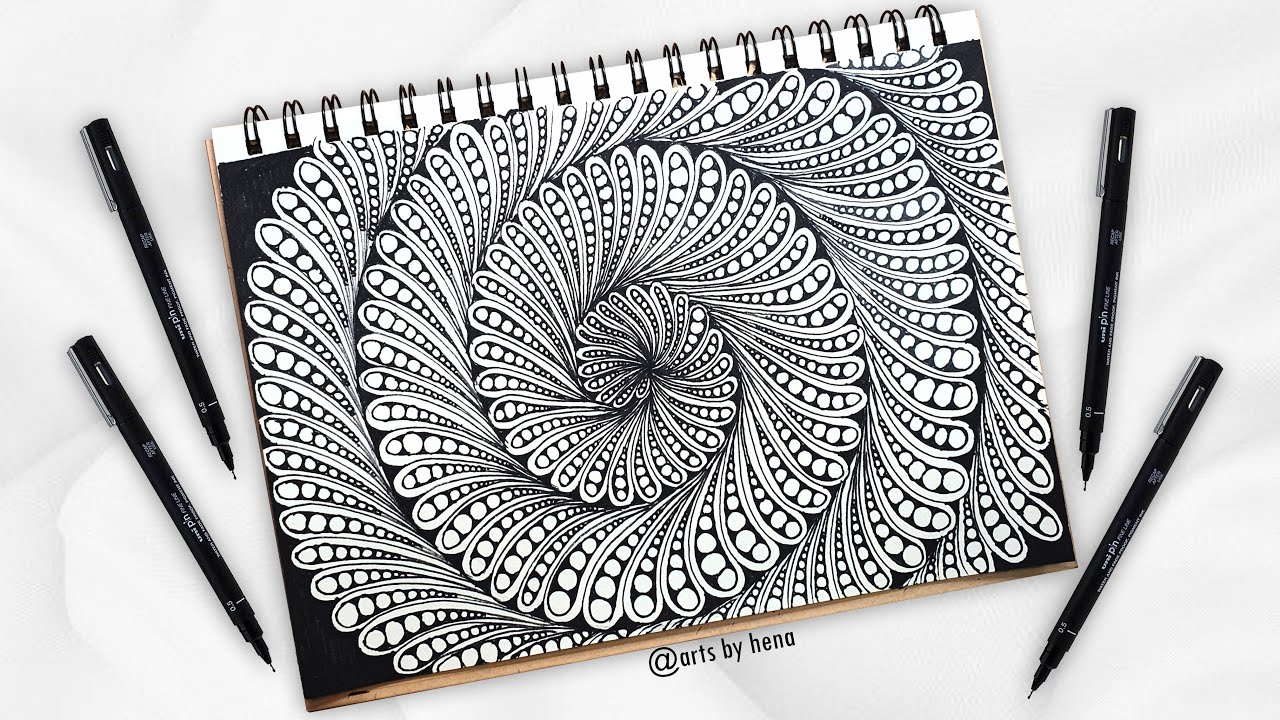 Spiral Zentangle Patterns  || Zentangle Art ||  Zen-Doodle