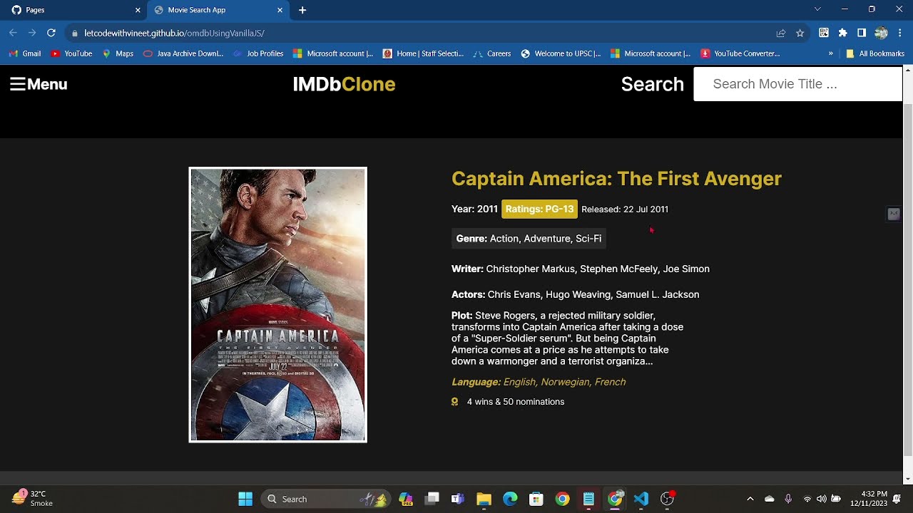 mini IMDb Movie Search Website Clone | ONLY vanilla JavaScript, no libraries or frameworks.
