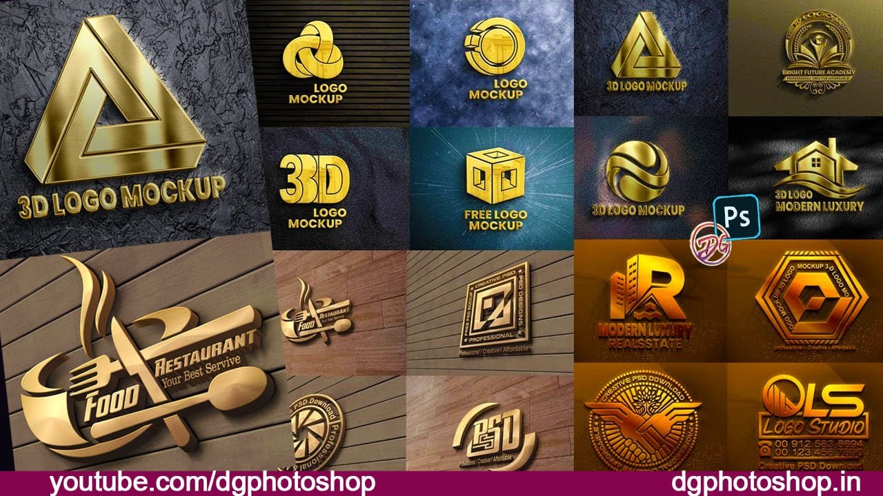 New 3D Realistic Logo PSD Mockups | 16 PSD Pack
