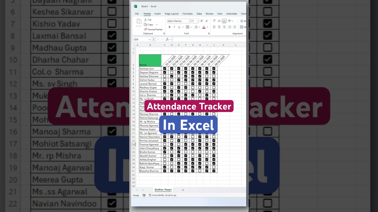 Instant Attendance Sheet in Excel – 0% Effort, 100% Results! ✅