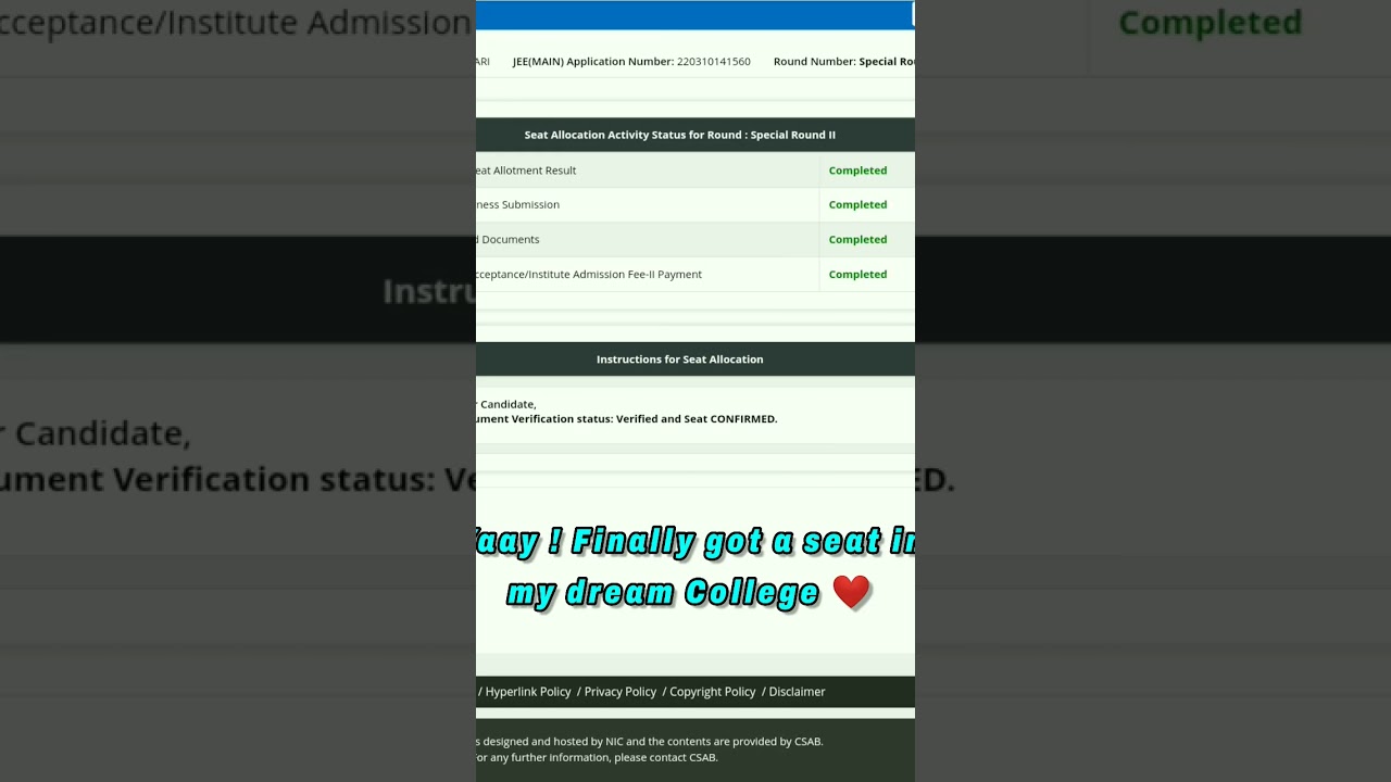 🔥 Finally got my dream college ❤️ |Got NIT Surathkal in CSAB 2 🌊 |#nitk #nitsurathkal #success #top