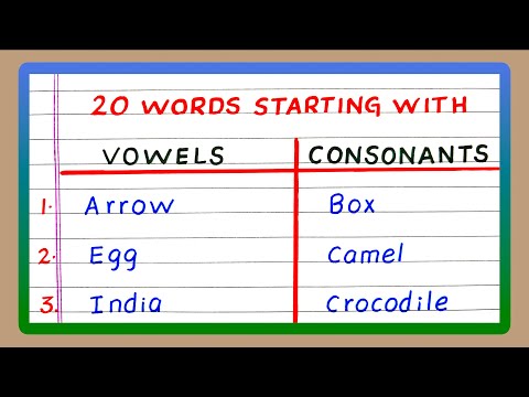 Words that begin with Vowel and Consonant | 20 Words that begin with Vowel and Consonant | Starting