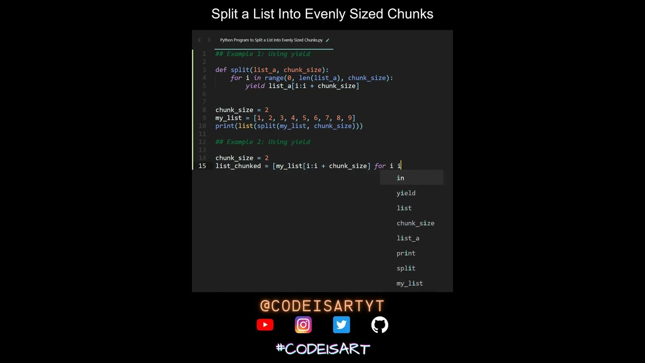 Split a List Into Evenly Sized Chunks in Python | Python Examples | Python Coding Tutorial