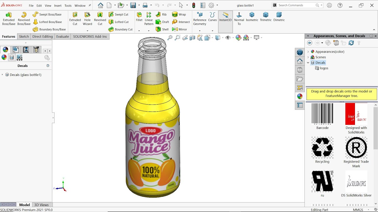 Insert Decals in SolidWorks