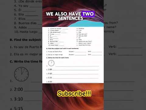 Word matching, Subject and Verb, Time in Spanish/English  in#spanishlearning101🔴 #spanish #español