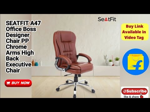 SEATFIT A47 Office Boss Designer Chair PP Chrome Arms, Leatherette Office Arm Chair (Brown)