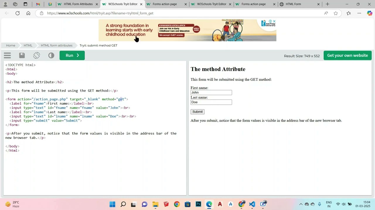 W3Schools HTML Tutorial 25 | HTML form Attribute