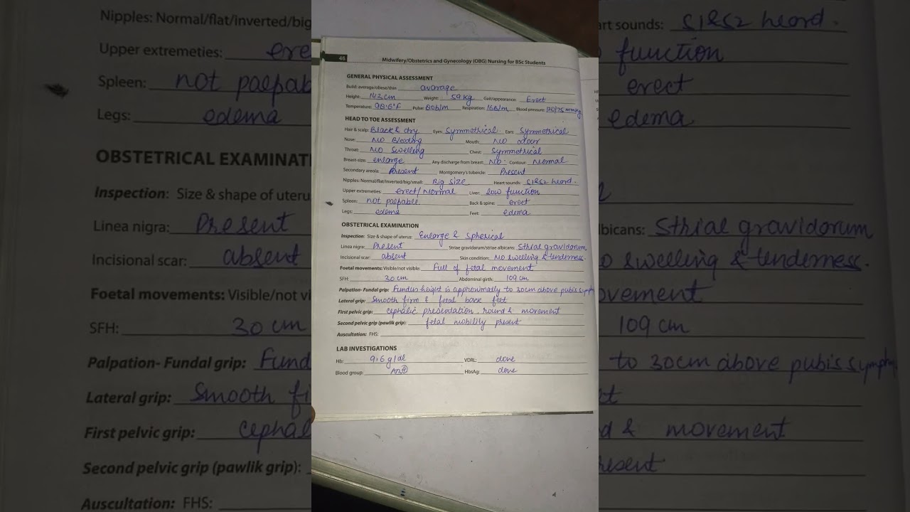 Antenatal assessment Case 4 #OBG #case book #vision publication#Bsc nursing 7th semester #education