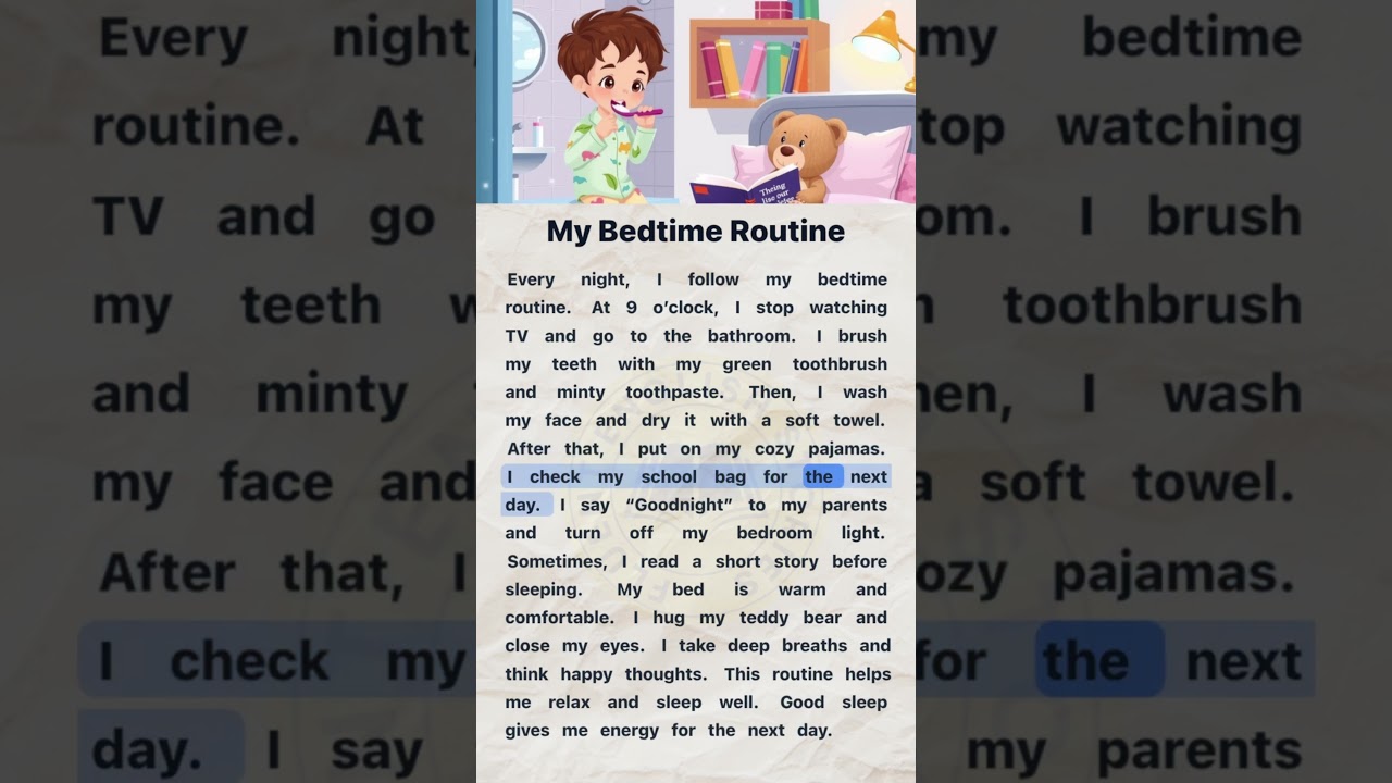 My Bedtime Routine | English Reading and Listening Practice #easyenglish #englishforbeginners