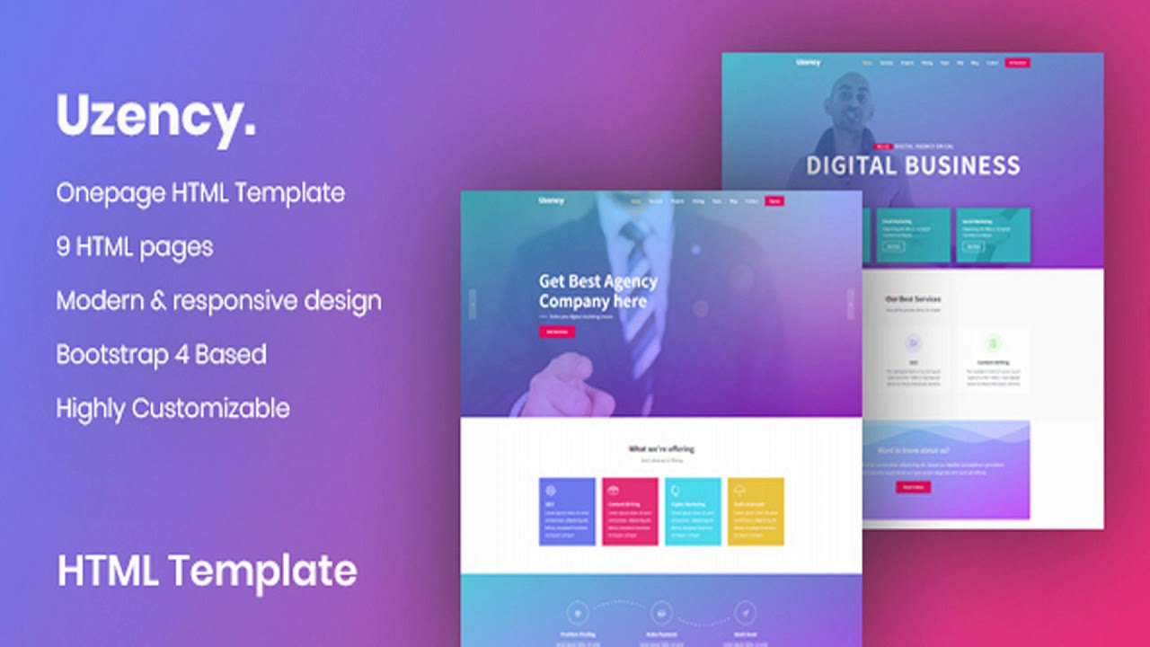 Uzency | Responsive Business Agency HTML5 Template | Themeforest Website Templates and Themes