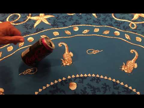 French coated stain resistant tablecloth demo