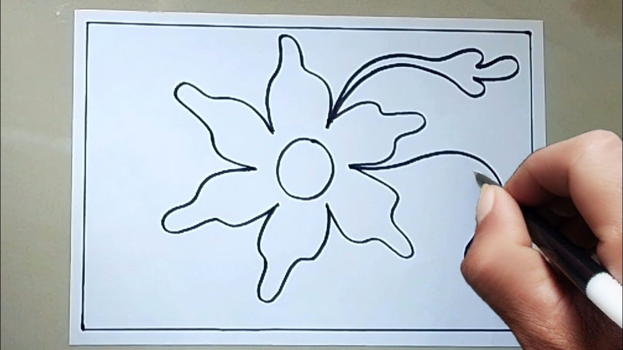 cara menggambar batik motif batik bunga yang mudah.