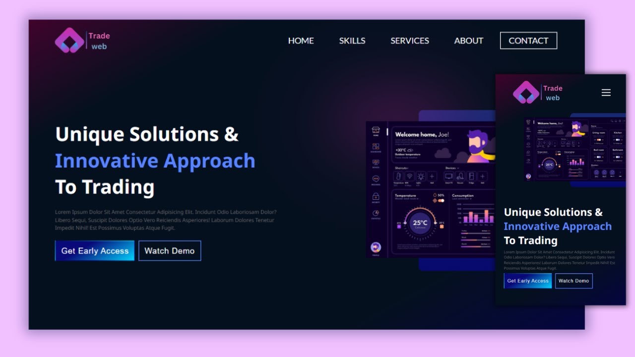 Creating Responsive Trading website template using HTML CSS & JavaScript