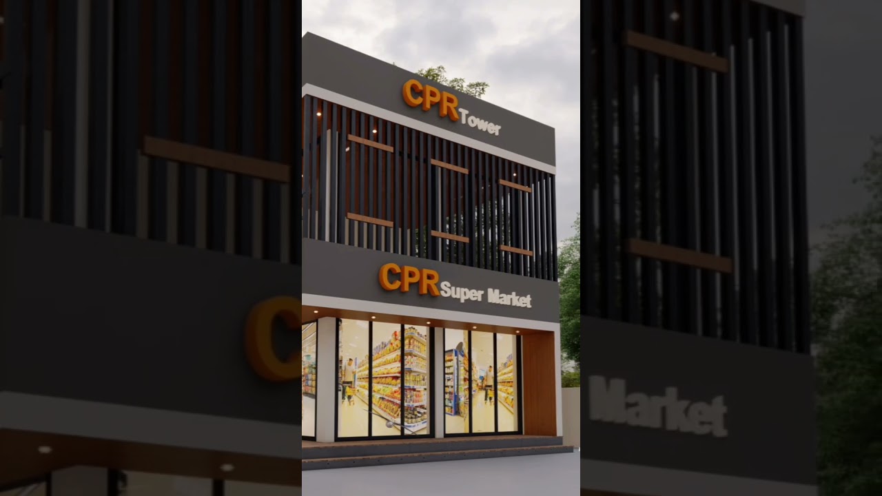 #commercial #supermarket #design #elevation! MINI SUPERMARKET&OFFICE SPACE !3D DESIGN!#architecture