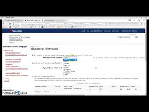 Apply Texas - My Application tab