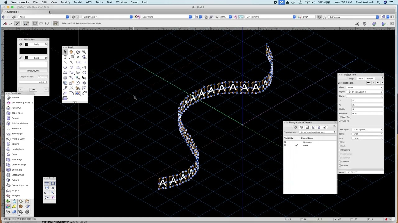 TEXT TO PATH ON COMPLEX SURFACES